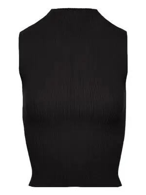 Magda Butrym Sleeveless High-neck Ribbed Top - Black