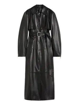 Sportmax Sportmax Leather Two-Piece Trench Coat Black