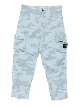 Stone Island Camouflage Print Cargo Trousers - Blue