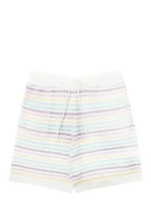 Casablanca Striped Crochet Drawstring Shorts - White