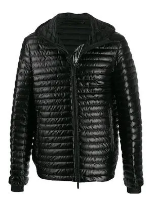 Emporio Armani Quilted Hooded Down Jacket - Black