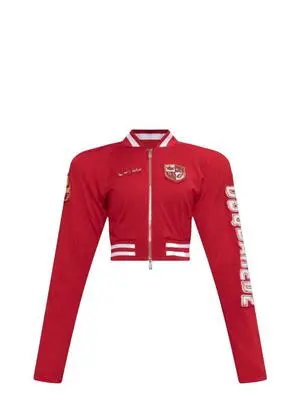 Dsquared2 Cropped Zip-up Sweatshirt With Padded Shoulders - Red