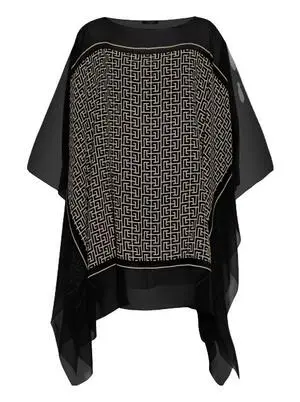Balmain Geometric Print Kaftan Dress - Black