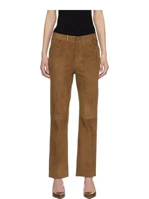 TOM FORD Embellished Paneled Suede Straight-leg Pants - Brown