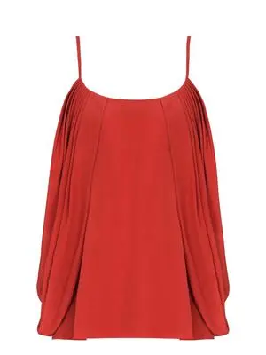 Balmain Draped Silk Crepe Top - Red