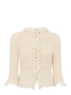 Chloé Ruffled Cropped Cardigan - Black