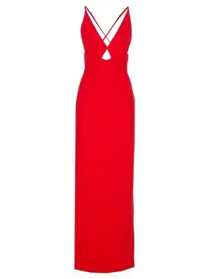 Solace Milly Backless V-neck Maxi Dress - Red