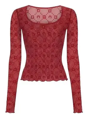 MARINE SERRE Marine Serre Moonogram Mesh Flock Long Sleeve Top No