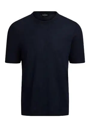 GRAN SASSO Crew Neck Short Sleeve Knitted Sweater - Black