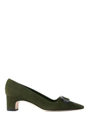 Manolo Blahnik Fenix Buckled Suede Pumps - Green
