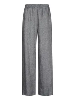 Eleventy Wide Leg Trousers With Elastic Waistband - Gray