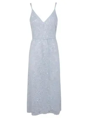 TWINSET Sequin Lace Midi Dress - Gray