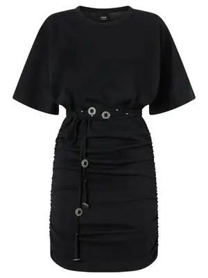 Pinko Ruched Belted T-shirt Dress - Black