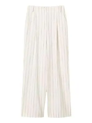 TWINSET Pinstripe Palazzo Trousers - White