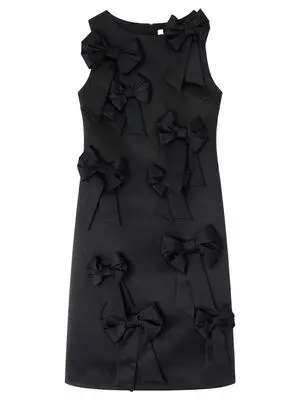 GANNI Ganni Satin Bow Embellished Round Neck Dress