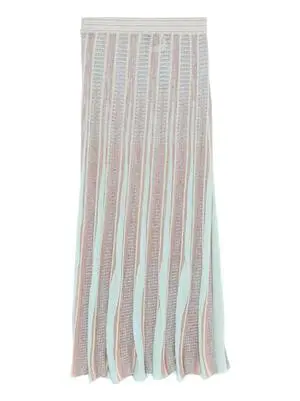 FORTE_FORTE Striped Midi Skirt - Gray