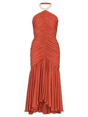 Balmain Crepe Mermaid Silhouette Dress - Red