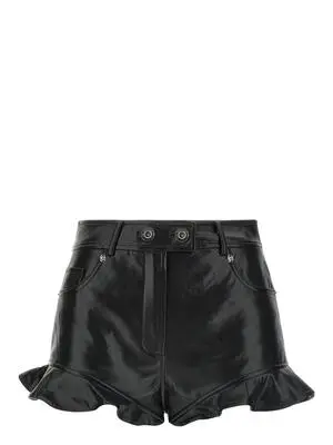 SELF-PORTRAIT High-waisted Ruffled Shorts - Black
