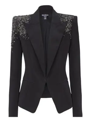Balmain Embellished Crepe Jacket - Black