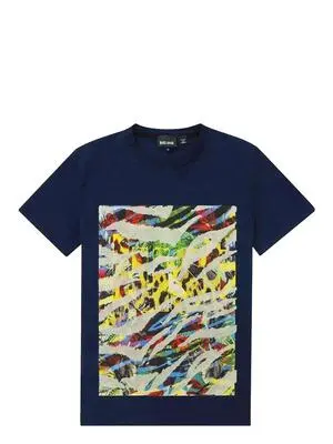 Just Cavalli Printed T-shirt With Round Neck - Black