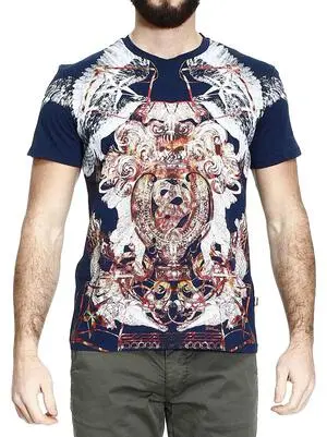 Just Cavalli Navy Blue Printed T-shirt - Multicolor