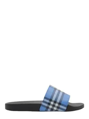 Burberry Checked Slip-on Slides - Black