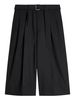 Dries Van Noten Belted Pleated Wide-leg Shorts - Black