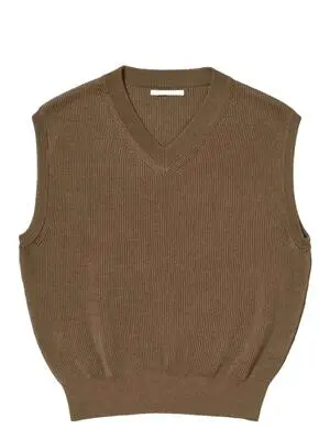 Auralee Rib-knit Sleeveless Vest - Light Brown