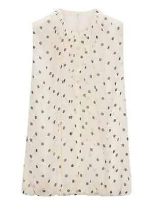 MSGM Polka Dot Chiffon Balloon Blouse - White