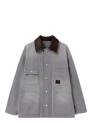 WOOYOUNGMI Leather Collar Pocket Jacket - Gray