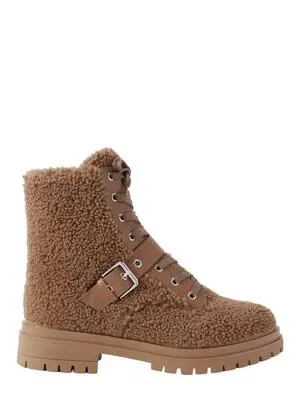 GIANVITO ROSSI Buckled Shearling Ankle Boots - Brown