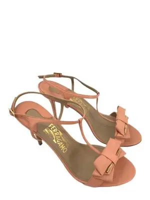 FERRAGAMO Open-toe High-heeled Sandals With Bow Detailing - Brown
