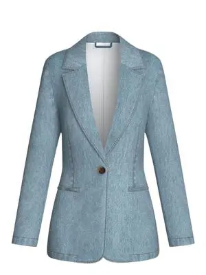 Marella Garment-dyed Denim Blazer - Blue
