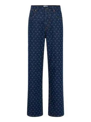 MARINE SERRE All-over Moon Print Straight Leg Jeans - Blue
