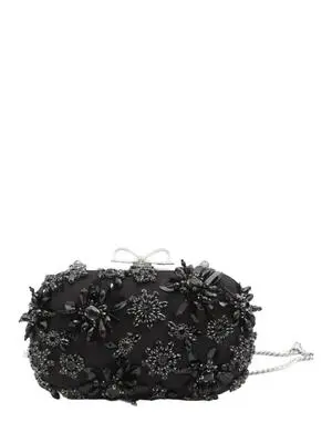 SELF-PORTRAIT Embellished Floral Clutch Bag - Black