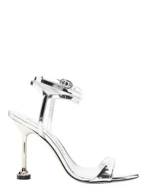 STUART WEITZMAN Metallic Stiletto High Heel Sandals - Silver