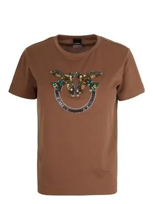 Pinko Embellished Logo T-shirt - Brown