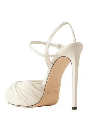 JIMMY CHOO Leather Sandals With Round Open Toe - Nude