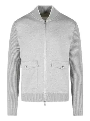 Eleventy Ribbed Trim Bomber Jacket - Grey