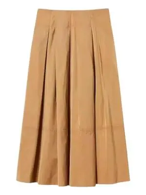 TWINSET Pleated Midi Skirt With A-line Cut - Nude