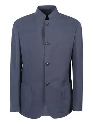 Eleventy Stand Collar Buttoned Blazer - Blue
