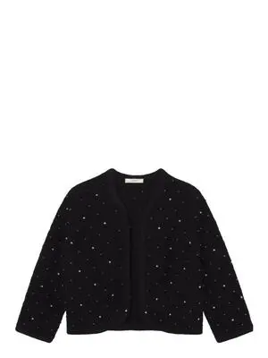 FRAME Beaded Knitted Cardigan - Black