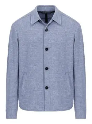 Harris Wharf London Hopsack Shirt Jacket Crafted With Loro Piana Fabric - Light Blue