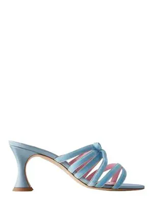 Manolo Blahnik Strappy Bow Detail Mules - Blue