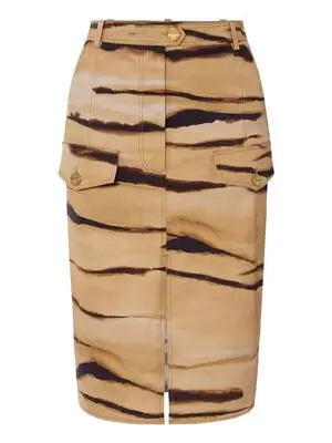 Elisabetta Franchi Printed Cargo Skirt - Camel