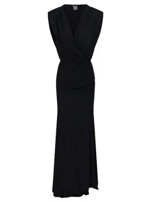 AMAZUIN Meghan Draped Maxi Dress - Black