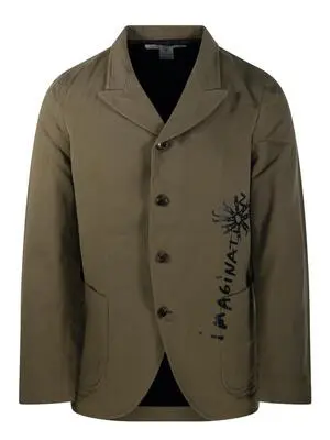Comme Des Garçons World Hope" Printed Blazer - Brown
