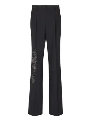 Balmain Embellished Wool Trousers - Black