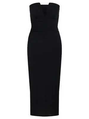AMAZUIN Amazuìn Natalie Ruched Strapless V-Neck Midi Dress