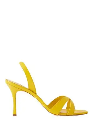 Manolo Blahnik Callasli" Leather High Heel Slingback Sandals - Yellow